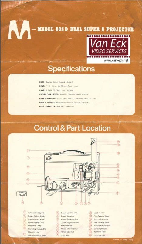 M Model 808 D Dual Super8 Projector User Manual English Van Eck Video