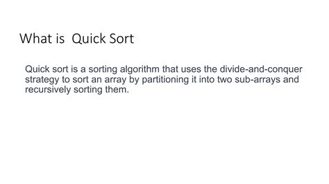 quicksort algorithm and implantation process ppt
