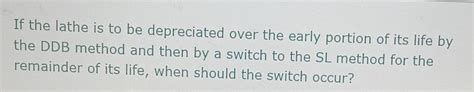 Solved If The Lathe Is To Be Depreciated Over The Early