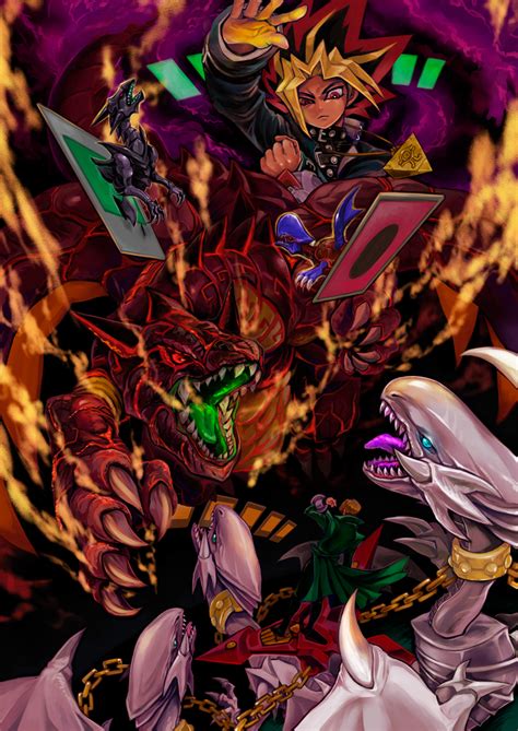 Kaiba Seto Yami Yugi Blue Eyes White Dragon Red Eyes Black Dragon