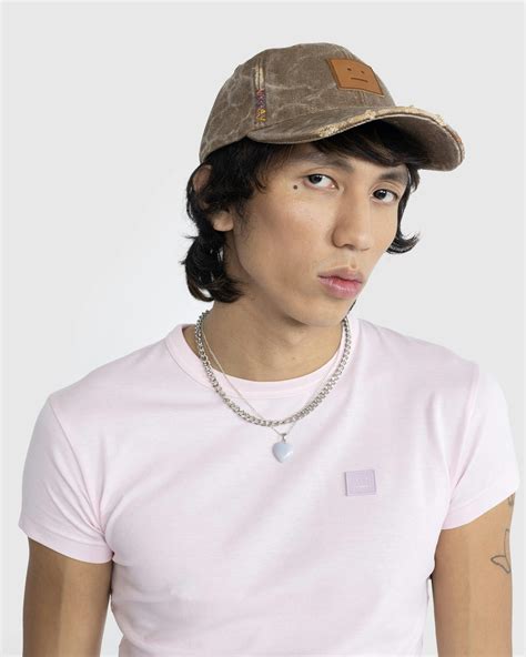 Acne Studios Leather Face Patch Cap Toffee Brown