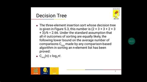 Design Analysis And Algorithms Decision Trees Sorting And Searching The Arrays Youtube