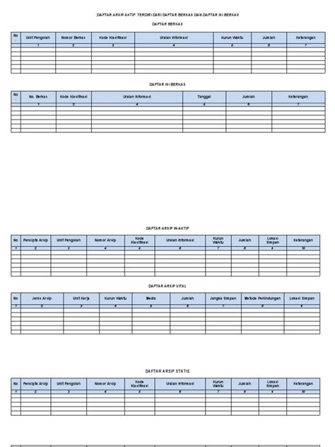 Format Daftar Arsip Pdf