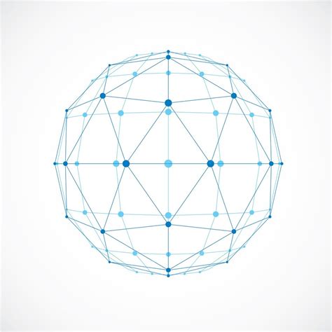 Premium Vector Abstract Vector Low Poly Object With Black Lines And Dots Connected Blue 3d