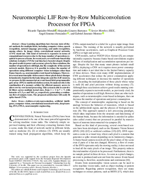 Pdf Neuromorphic Lif Row By Row Multi Convolution Processor For Fpga