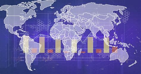 World Map With Bar Graphs And Hexagonal Patterns Data Analysis