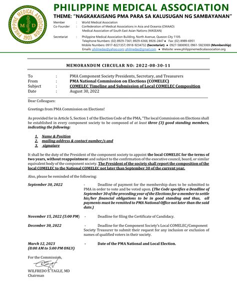 Memorandum Circular No 2022 08 30 011 Pma Comelec Timeline And Submission Of Local Comelec