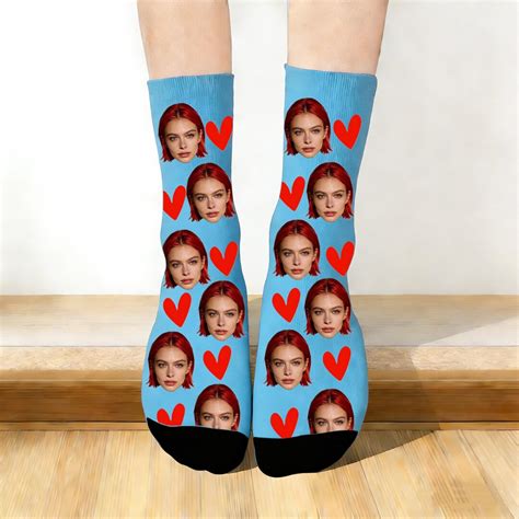 Custom Face Socks Personalized Photo Sockvalentines Day Ts Face