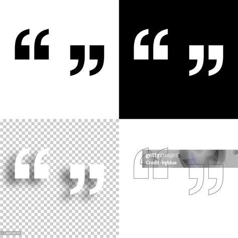 Quotation Marks Icon For Design Blank White And Black Backgrounds Line