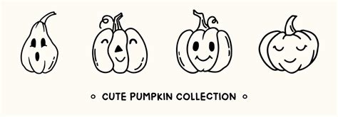 Collection Of Hand Drawn Cute Pumpkins In Doodle Style Traditional Halloween Elements 24277358
