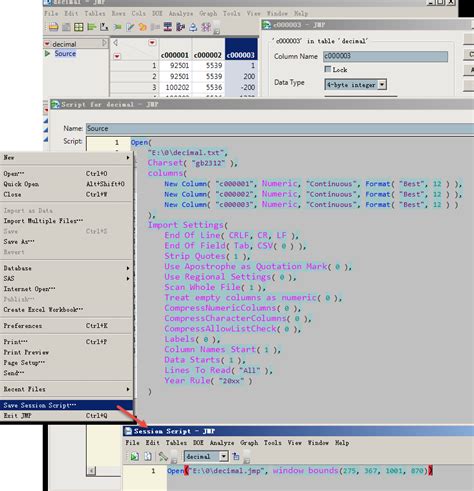 solved how to use jsl to make txt files of decimal data into binary