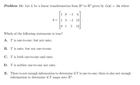 Solved Problem 11 Let L Be A Linear Transformation From R4 Chegg Com