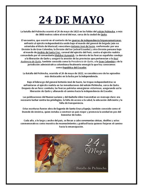 Batalla Del Pichincha 24 De Mayo De 1822 Pdf