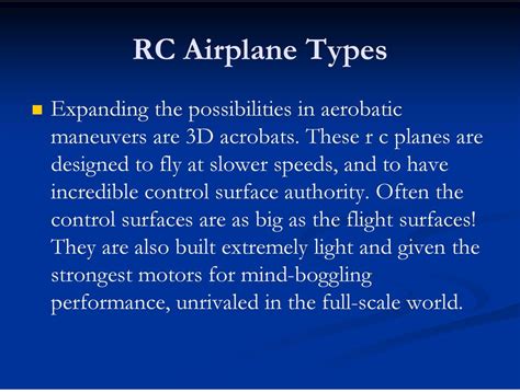 Introduction To RC Airplanes RC Airplane Types Trainers Sport RC Planes D Acrobat RC