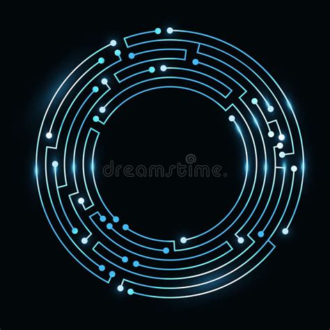 Circuit Board Circle Frame Abstract Digital Round Frame Hardware