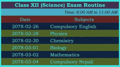 See Class 10 Exam Routine And Class 12 Exam Routine 2077 Neb Exam Sanjal