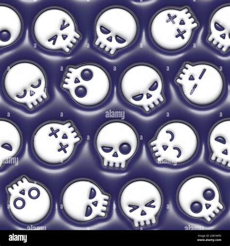 Halloween Skulls 3d Inflated Bubble Pattern Puffy Seamless Tileable Pattern Endless Texture