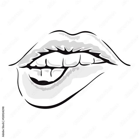 Mouth With Red Lips Sensual Sexy Expression Sketch Vector Illustration Stock Vector Adobe Stock