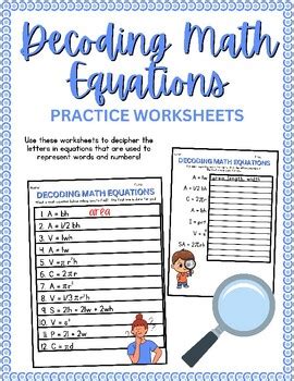 Decoding Math Equations Vocabulary Word Worksheets by HenRyCreated