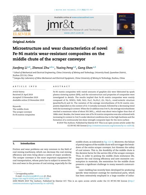 Pdf Microstructure And Wear Characteristics Of Novel Fe Ni Matrix