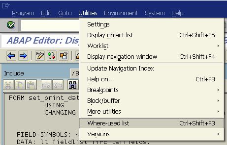 How To Use Where Used List In ABAP Editor