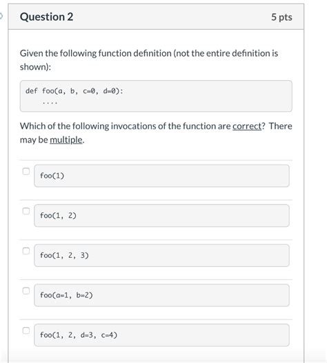 Solved Question 2 5 Pts Given The Following Function