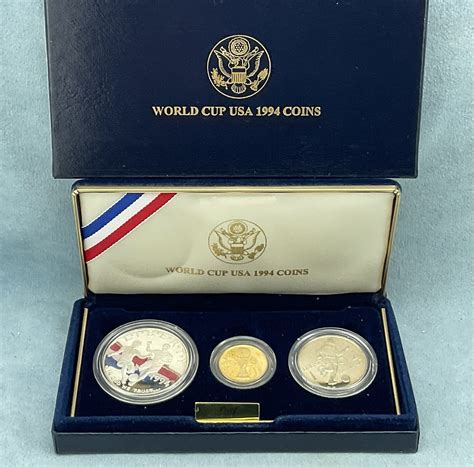 1994 World Cup Proof 3 Coins Set Gold 5 Silver 1 And 50 Commem Bu