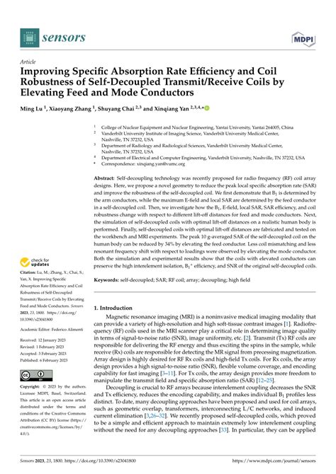 Pdf Improving Specific Absorption Rate Efficiency And Coil Robustness
