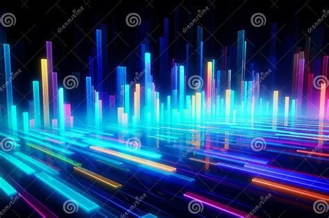 Digital Data Stream With Neon Colors Stock Illustration Illustration