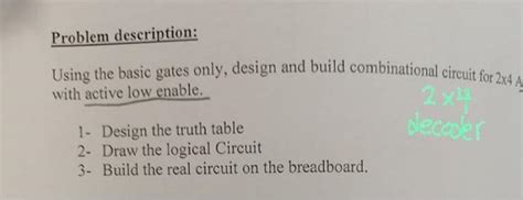 Solved Problem Description Using The Basic Gates Only Chegg Com