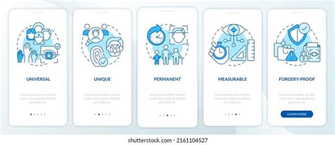 Advantages Biometric Data Blue Onboarding Mobile Stock Vector Royalty Free 2161104527