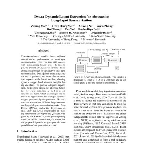 Dyle Dynamic Latent Extraction For Abstractive Long Input Summarization Acl Anthology