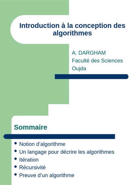 1 Introduction à La Conception Des Algorithmes Pdf Entier