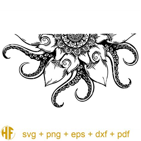 Half Octopus Mandala Svg Octopus Tentacle Svg Kraken Svgj Inspire