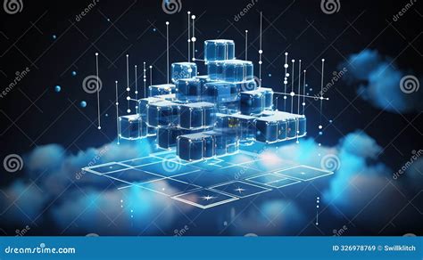 Data Cloud Structure Concept With Digital Technology Cloud Sign For Online Backup And Network