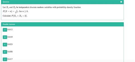 Solved Question Let X And X Be Independent Discrete Random Chegg Com
