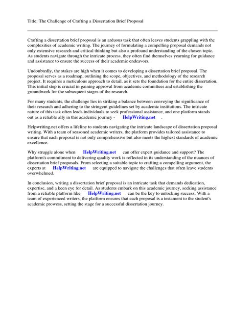 Dissertation Brief Proposal Pdf Thesis Sustainability