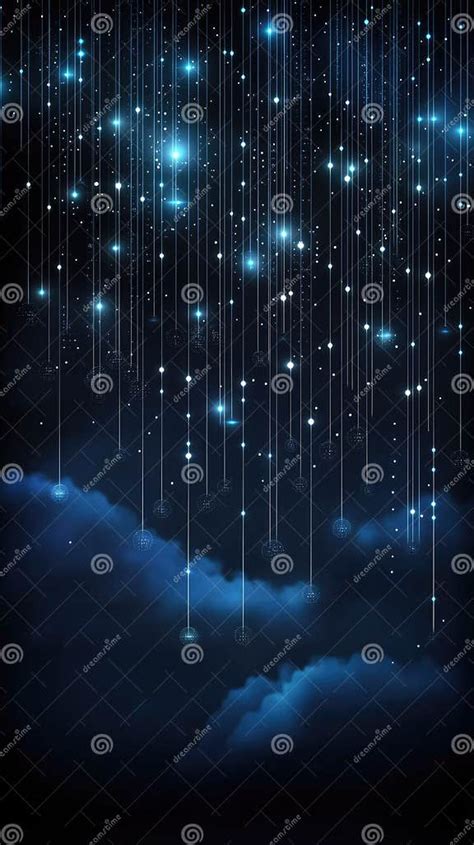 glowing binary code descends from an abstract cloud against a dark blue