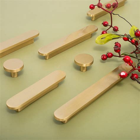 Flat Solid Brass Handles Knobs Minimalist Cabinet Knobs Furniture