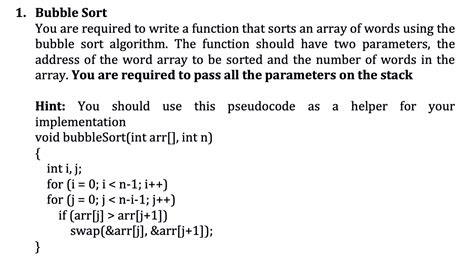 Solved Bubble Sort You Are Required To Write A Function Chegg