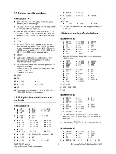 Aqa Gcse Maths Higher Practice Book Answers Newer Mode Statistics Density