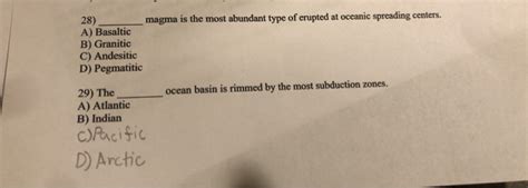Solved 28 Magma Is The Most Abundant Type Of Erupted At