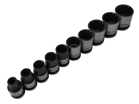 3 8in Drive Spline Socket Set Metric 10 Piece Clarke Fencing