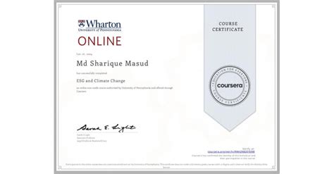 Md Sharique Masud On Linkedin Completion Certificate For Esg And