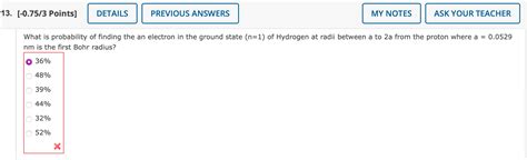 Solved What Is Probability Of Finding The An Electron In The Chegg Com