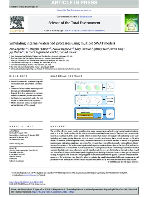 Pdf Simulating Internal Watershed Processes Using Multiple Swat Models