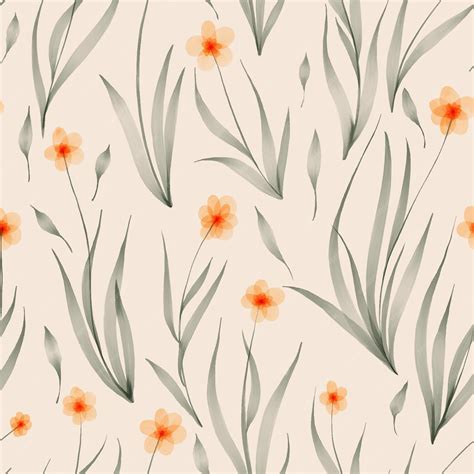 Estampa Floral Imprimir Com Flores De Laranja Em Aquarela Vetor Premium