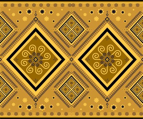 Ethnic Folk Geometric Seamless Pattern In Brown And Yellow Tone In