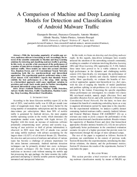 Pdf A Comparison Of Machine And Deep Learning Models For Detection