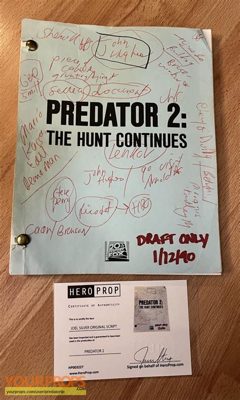 predator 2 joel silver script original prod material